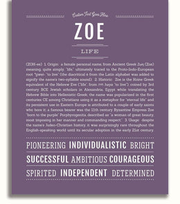 Zoe | Name Art Print – Name Stories