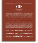Zoe Personalized Name Meaning Art Prints – Name Stories