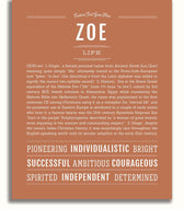 Zoe Personalized Name Meaning Art Prints – Name Stories