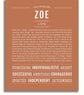 Zoe Personalized Name Meaning Art Prints – Name Stories