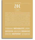 Zoe Personalized Name Meaning Art Prints – Name Stories