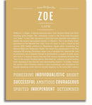 Zoe Personalized Name Meaning Art Prints – Name Stories