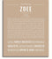 Zoee Personalized Name Meaning Art Prints – Name Stories