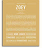 Zoey Personalized Name Meaning Art Prints – Name Stories