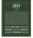 Zoey Personalized Name Meaning Art Prints – Name Stories