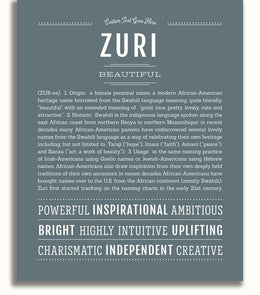 Zuri Personalized Name Meaning Art Prints – Name Stories